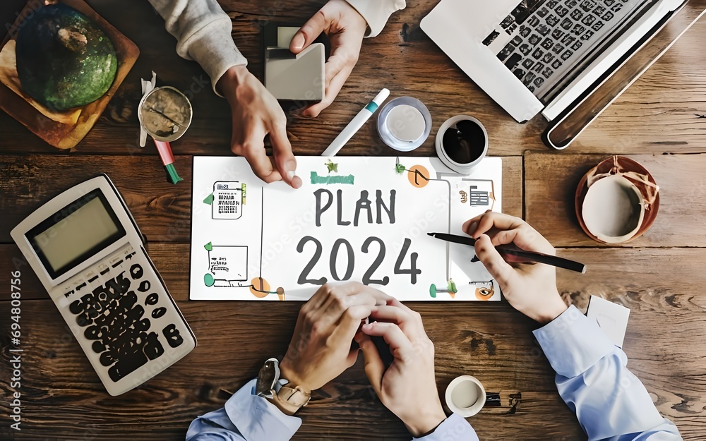 New year 2024 or 2024 planning concept of success beginning. Text 2024 ...