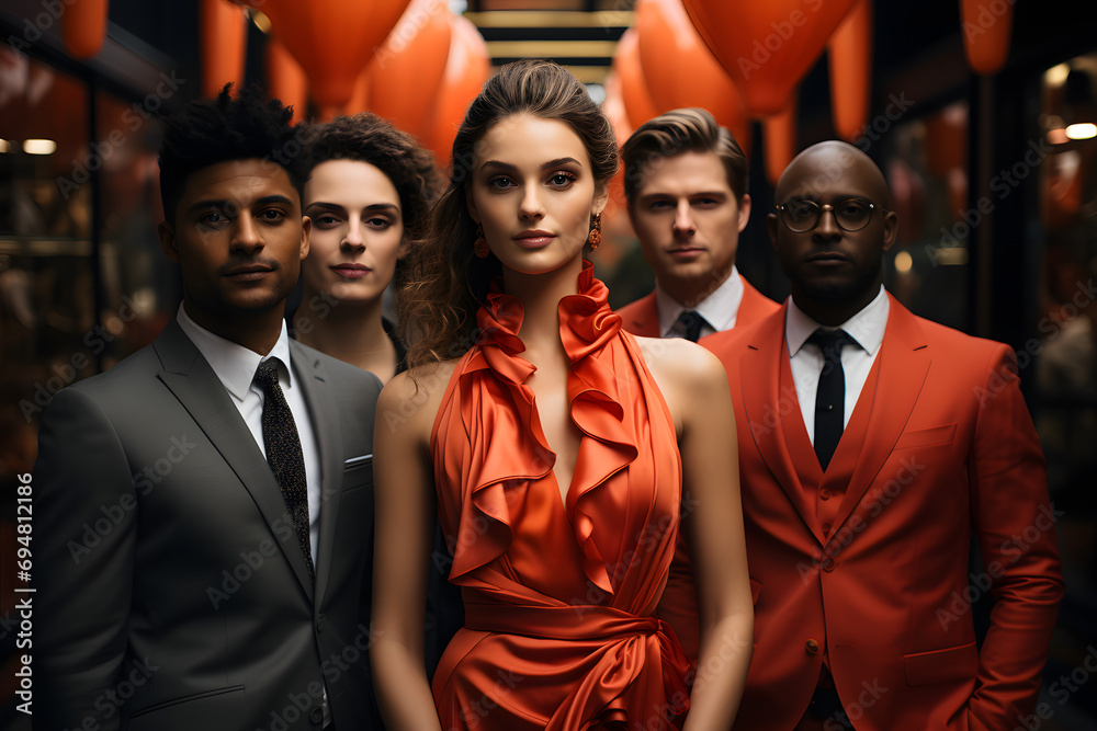 Style and confidence. Diverse group of models empowered women standing ...