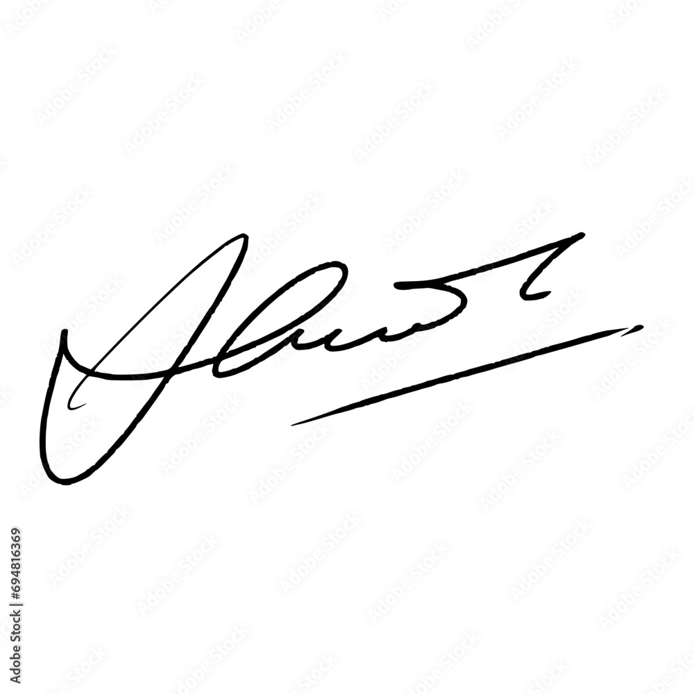 Letter I abstract signature idea for documents. Vector image with black ...