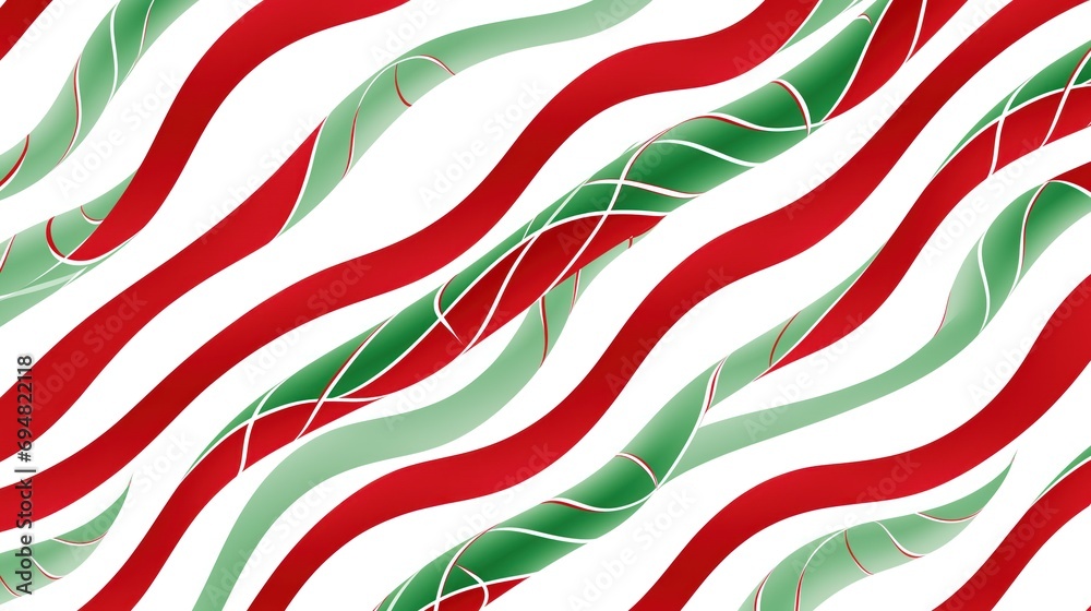Elegantly flowing green and red ribbons on a white background ...