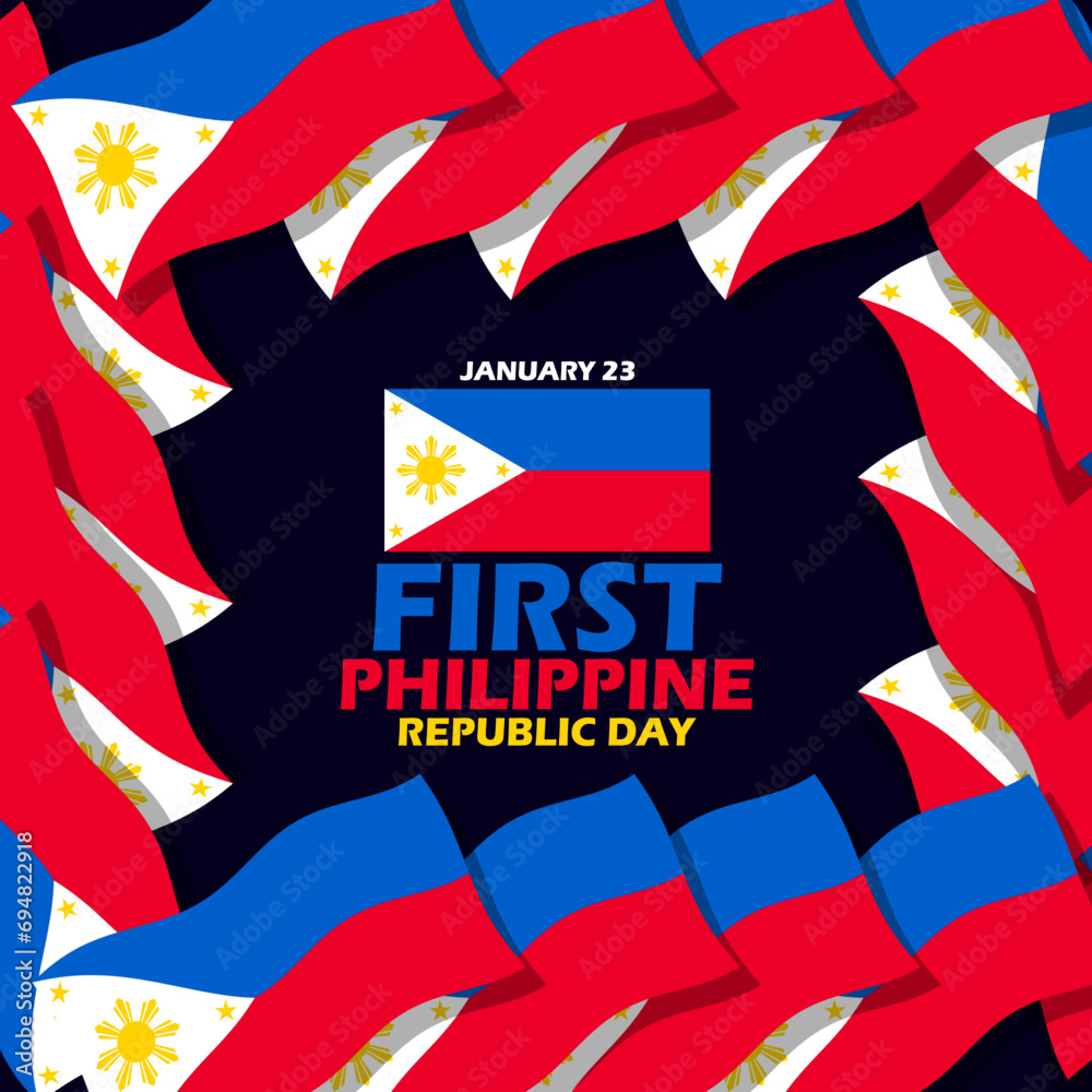 First Philippine Republic Day event banner. Bold text surrounded by ...