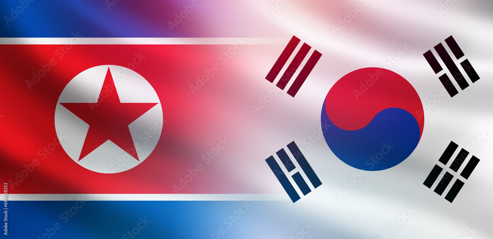 Stockillustratie Flags of North and South Korea. National banners ...