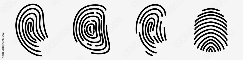 Set of vector fingerprints of different types. Personal identification ...