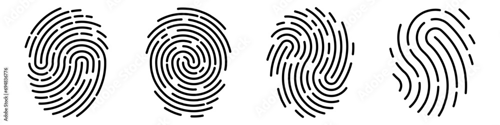 Set of vector fingerprints of different types. Personal identification ...