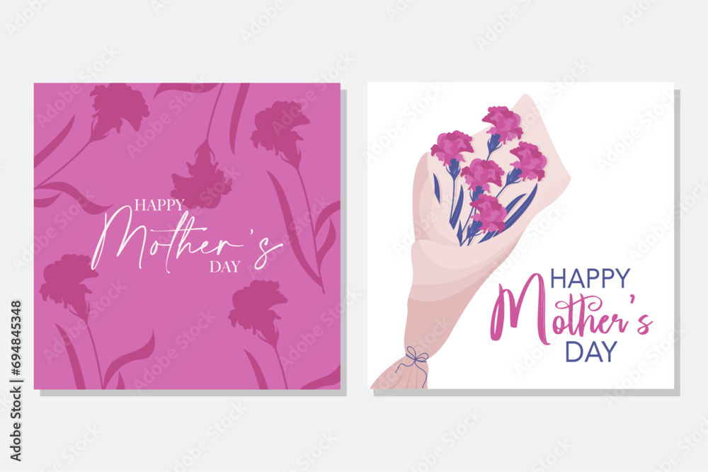 Mather's Day card set with carnation. The set is great for social media ...