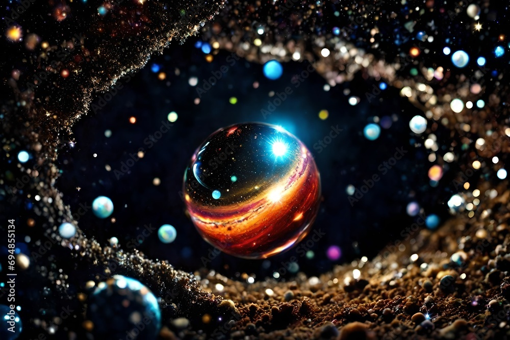 shiny galactical sphere in outer space , nebulas and starry sky ...