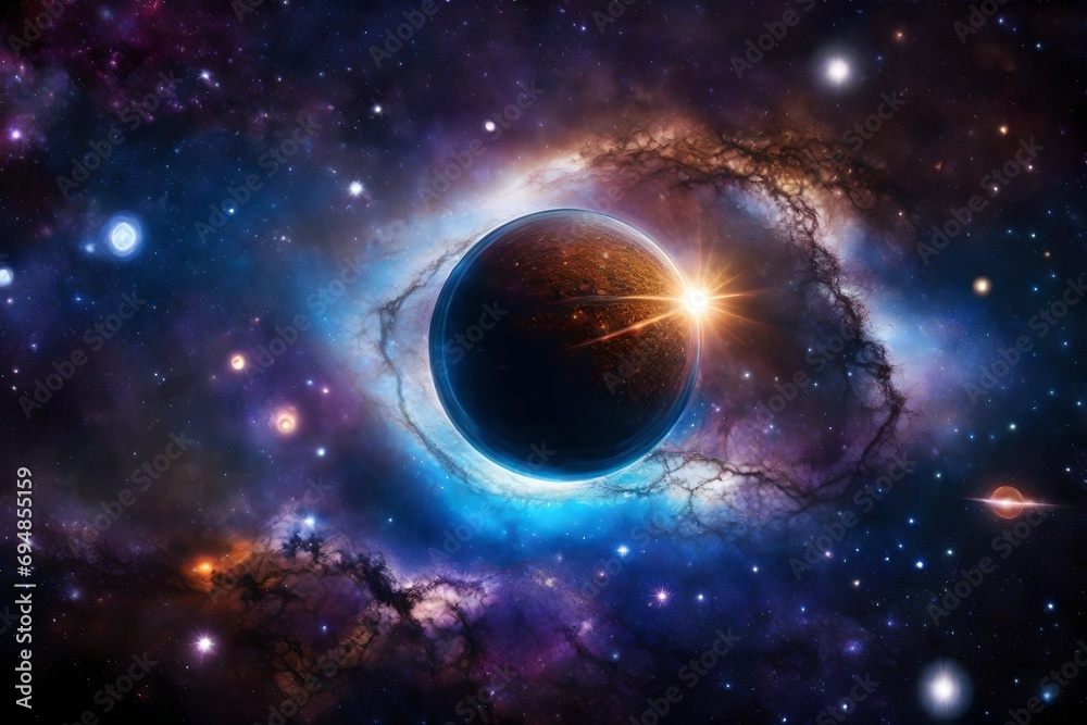 shiny galactical sphere in outer space , nebulas and glowing stars in ...