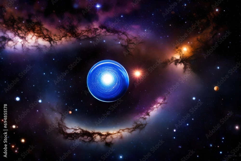 shiny galactical sphere in outer space , nebulas and glowing stars in ...