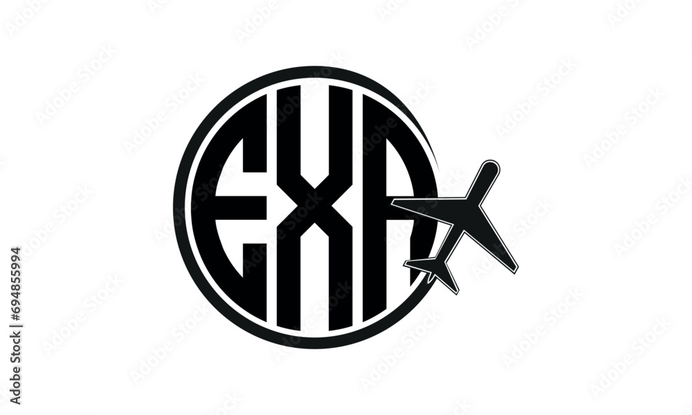 EXA three initial letter circle tour & travel agency logo design vector ...
