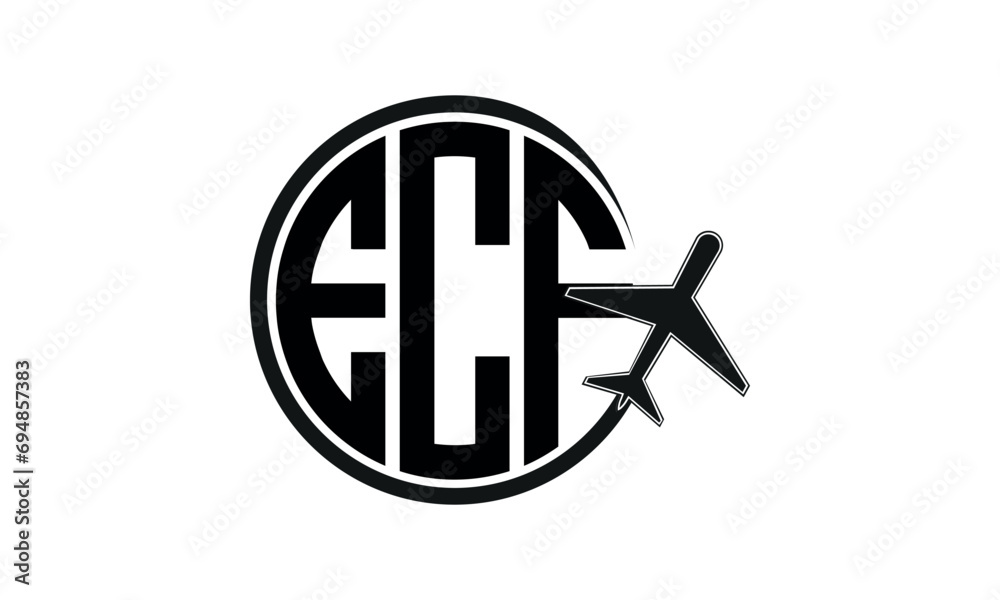 ECF three initial letter circle tour & travel agency logo design vector ...