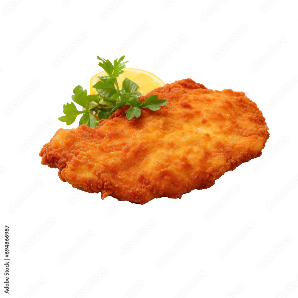 Chicken schnitzel on transparent background. Design for restaurants ...