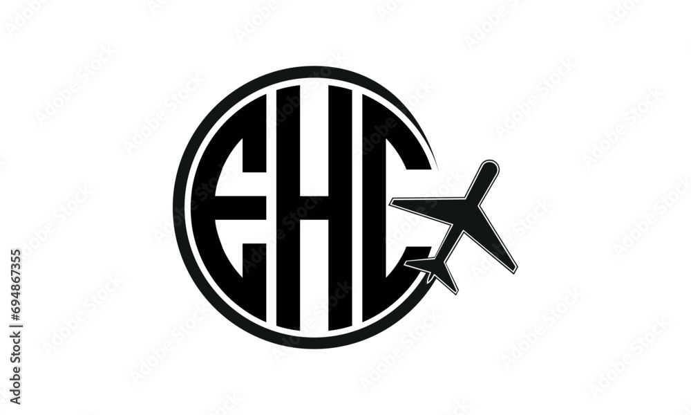 EHC three initial letter circle tour & travel agency logo design vector ...