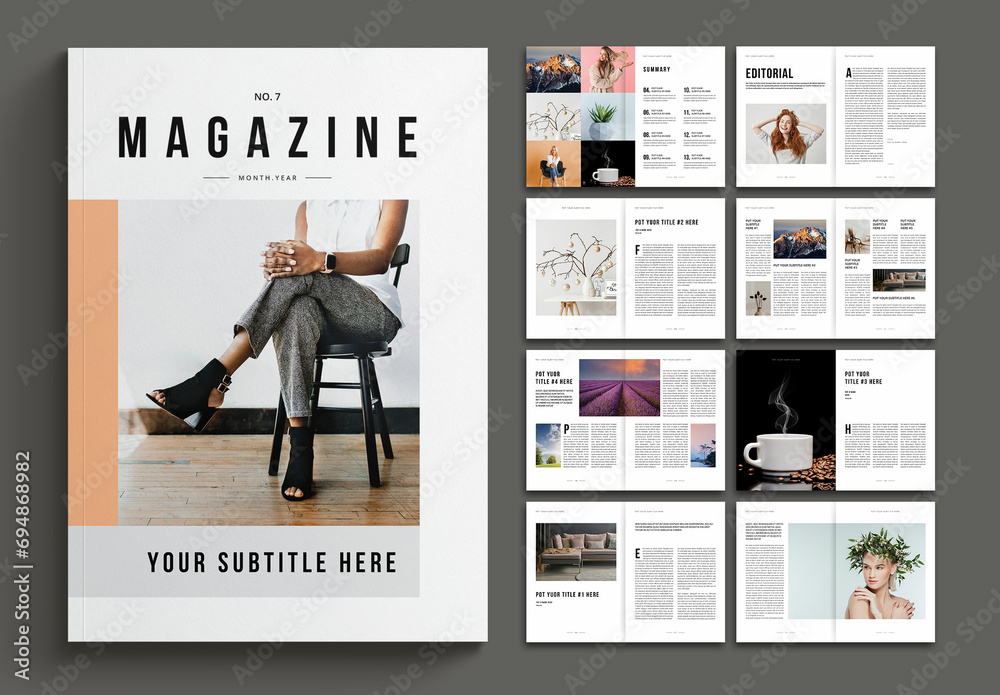 Minimal Magazine Layout Stock Template | Adobe Stock