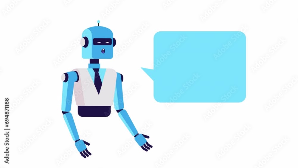 Robot talking looped animation. Narration, speech bubble. Chat bot ...