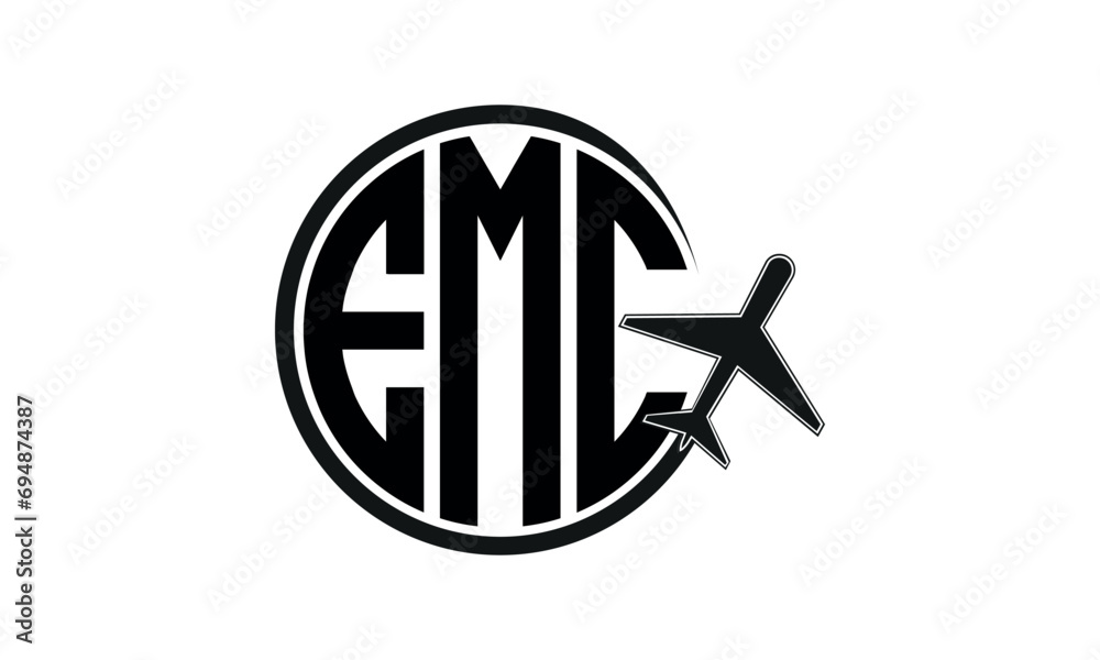 EMC three initial letter circle tour & travel agency logo design vector ...