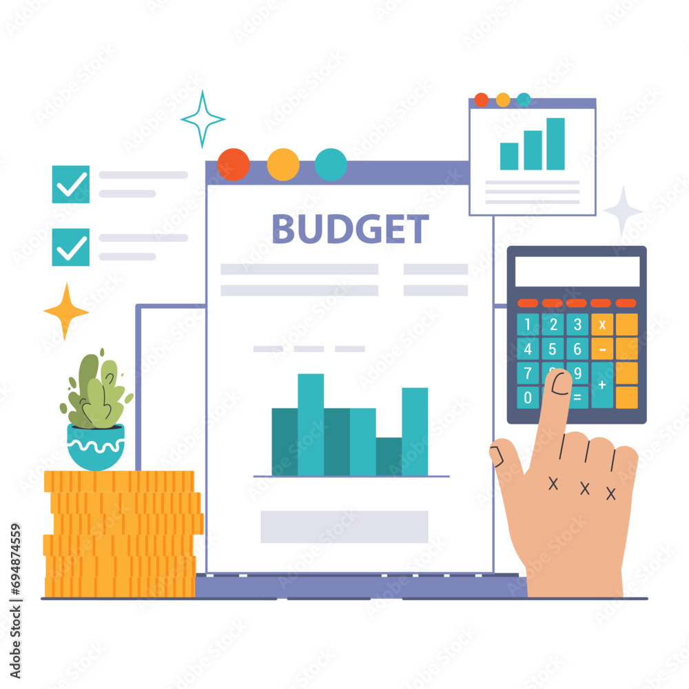 Budgeting concept. Visual guide to effective financial planning with ...