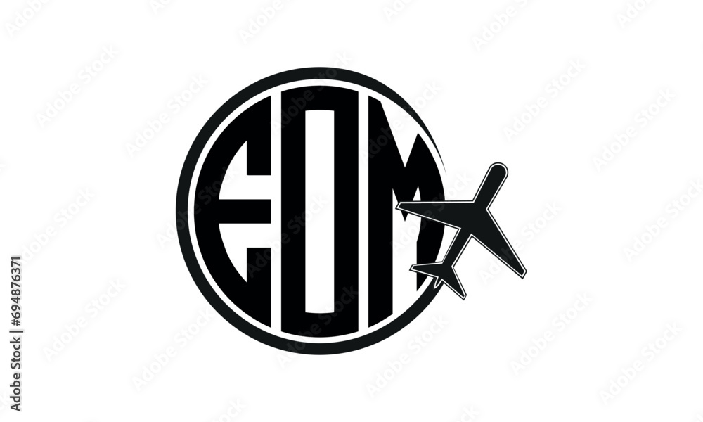 EOM three initial letter circle tour & travel agency logo design vector ...