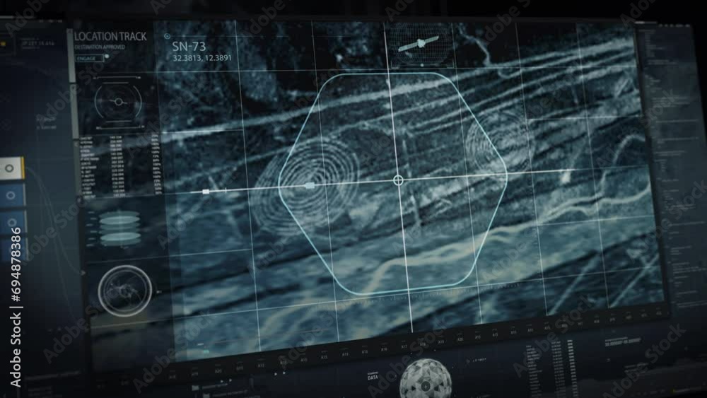 Ancient Spiral Geoglyphs Scan On Futuristic Software Panel Ui. Location ...