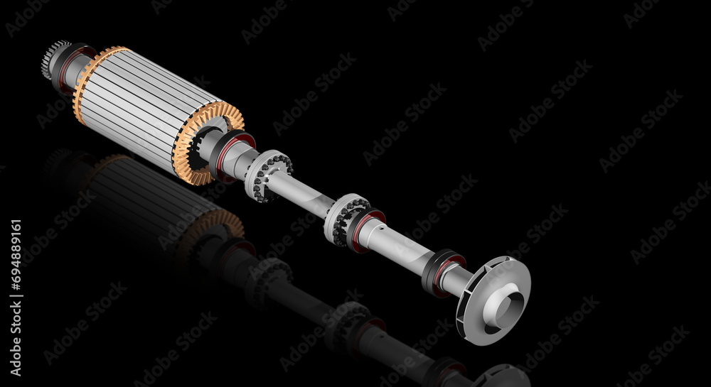 Centrifugal pump rotor turbomachinery illustration showing single-stage ...