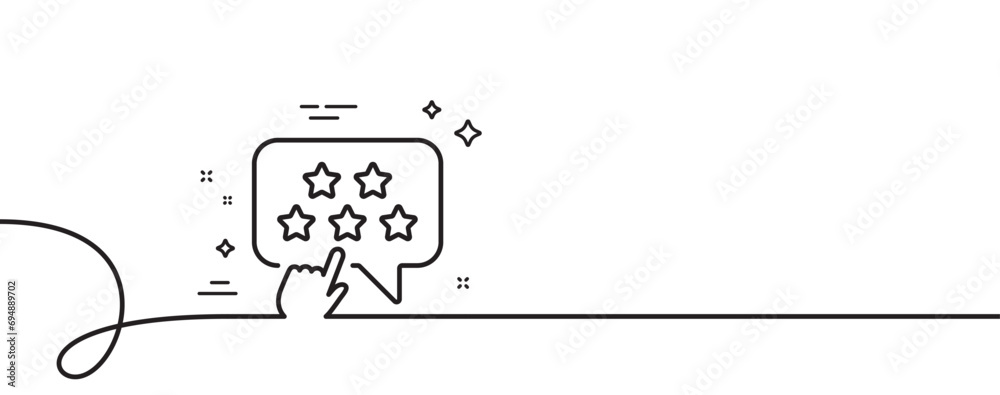 Ranking star line icon. Continuous one line with curl. Click rating ...