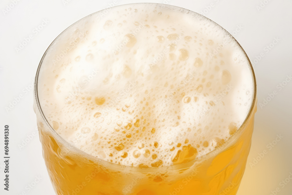 Foam Head Pint Of Light Lager Beer Isolated On White Background For Use ...