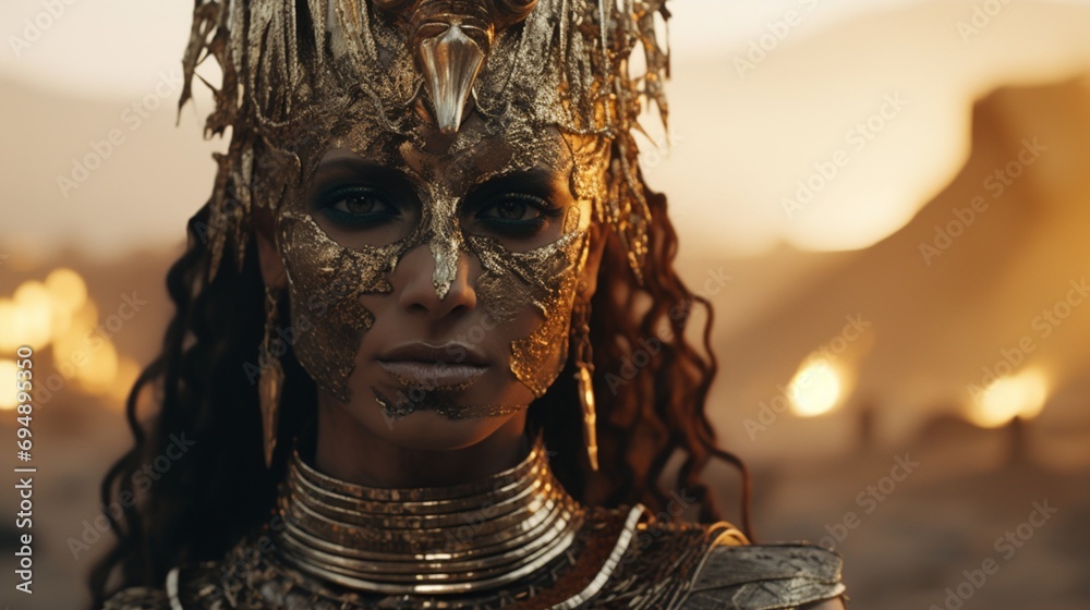 Ancient Egyptian Villain Character with golden suit and armor Stock ...