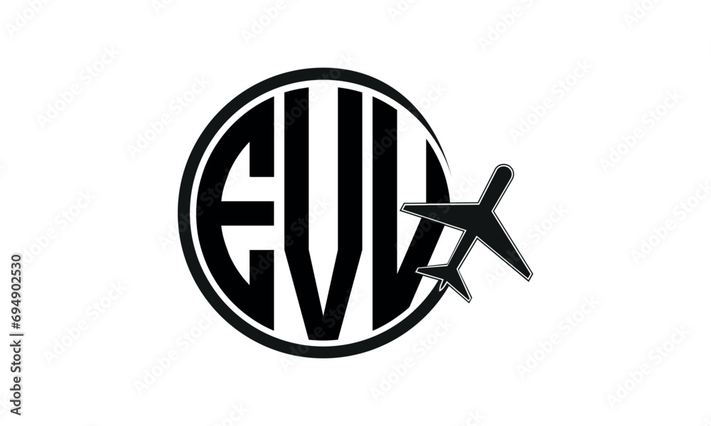 EVV three initial letter circle tour & travel agency logo design vector ...