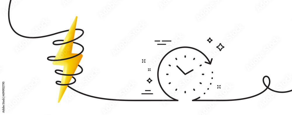 Time change line icon. Continuous one line with curl. Clock sign. Watch ...