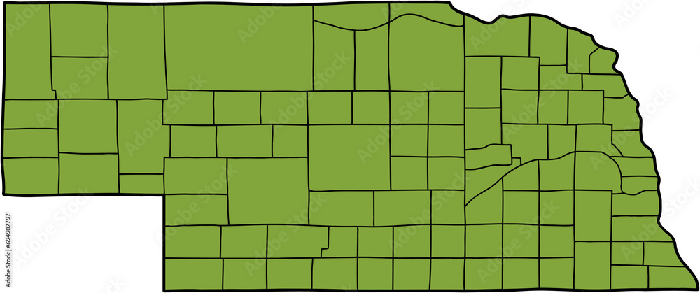 doodle freehand drawing of nebraska state map. Stock Illustration ...