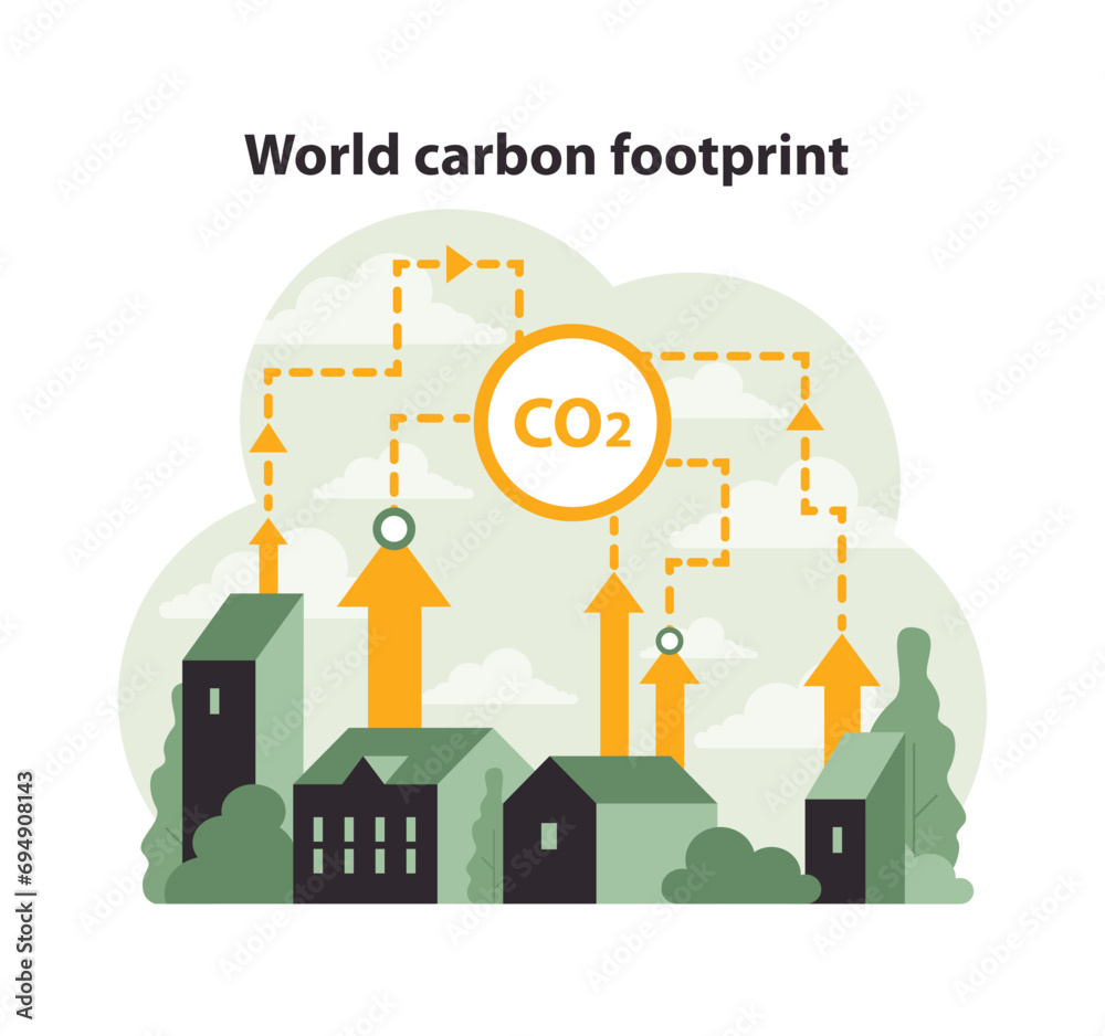 Illustration showcasing the global impact of CO2 emissions on the ...