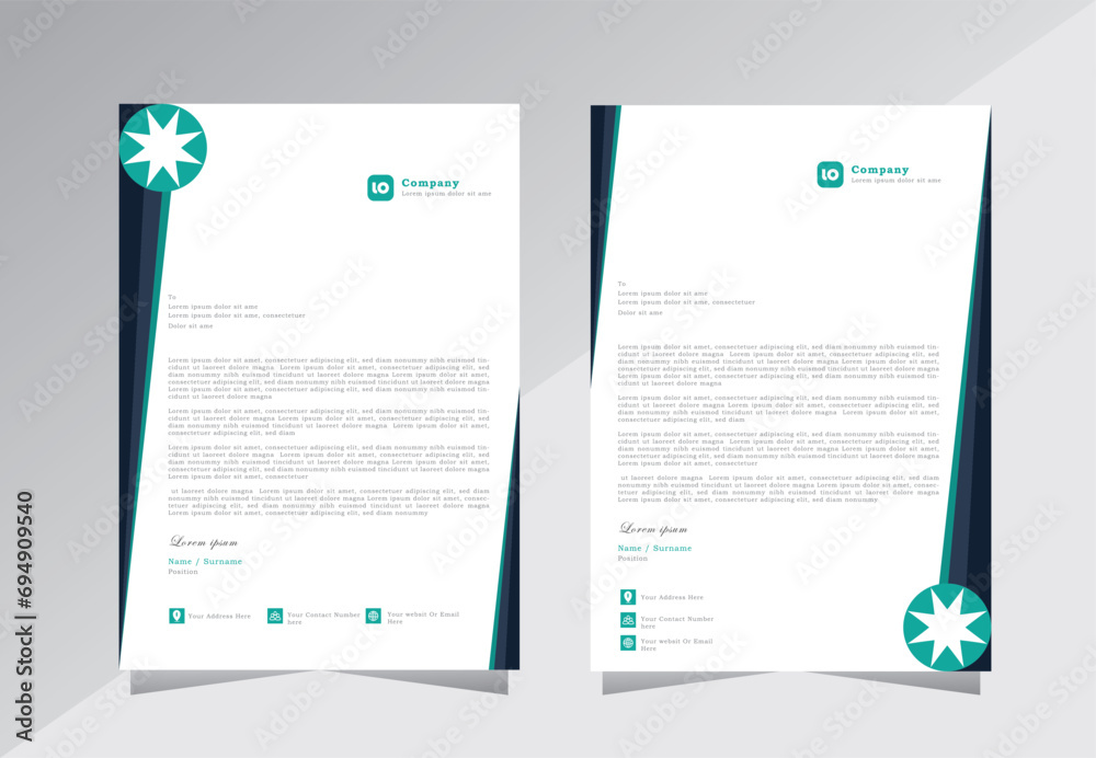 Star Shape Letterhead design template, elegant black blue letterhead ...