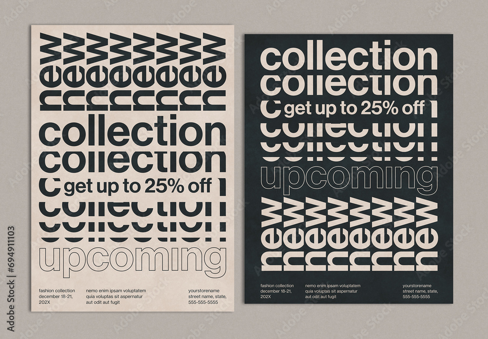 Vintage Posters Design Layout with Stacked Font Stock Template | Adobe ...