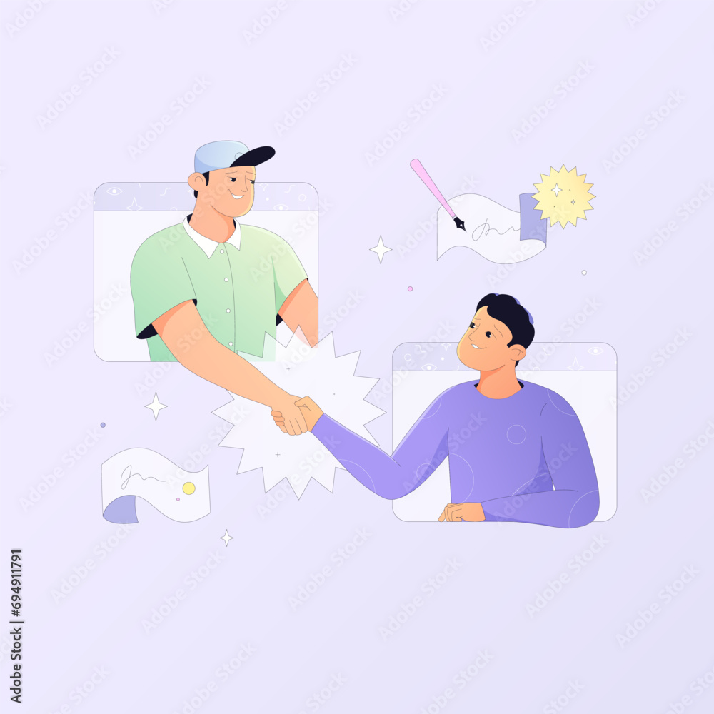 Businecc concept illustration. Partnership, teamwork and communication ...