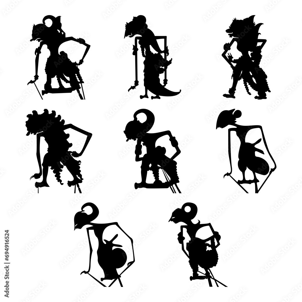 shadow puppet silhouette set Stock Vector | Adobe Stock