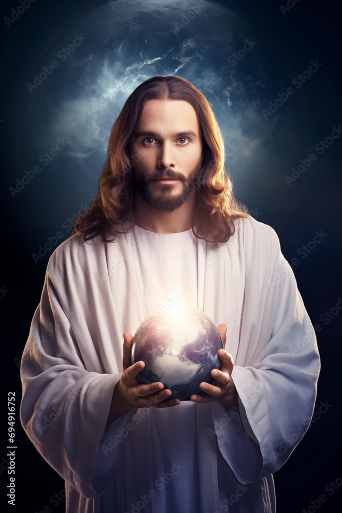 Jesus Christ Holding the Planet Earth in his hands - salvation concept ...