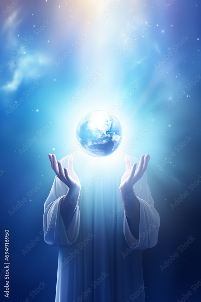 Jesus Christ Holding the Planet Earth in his hands - salvation concept ...