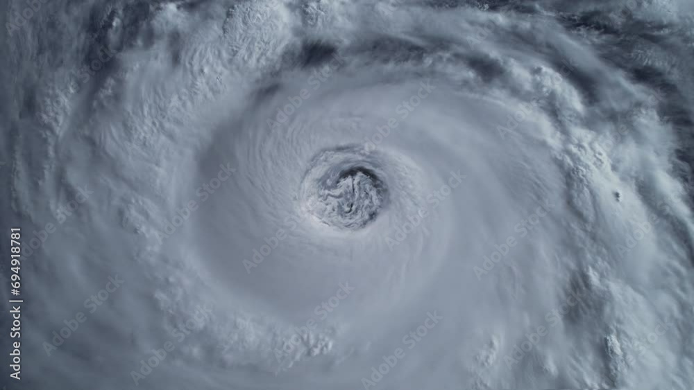 Top View Giant Hurricane Eye Seen from Space. Satellite View. Hyper ...