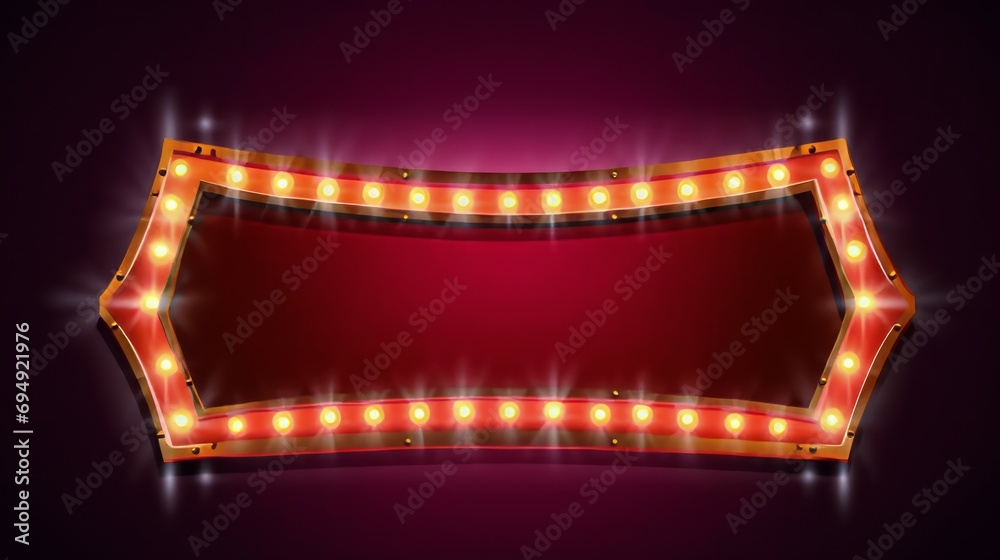 Long retro billboard display box or blank long red signboard with ...