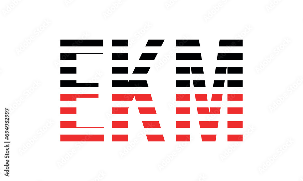 EKM three initial letter iconic line negative space minimal logo design ...