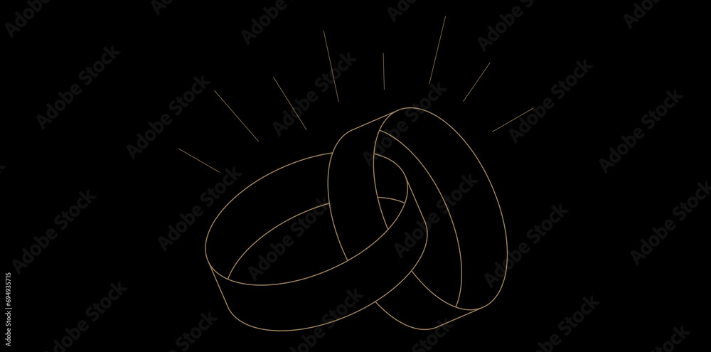 Hand Drawn Intertwined Wedding Rings Vector Illustration. Stock Vector ...