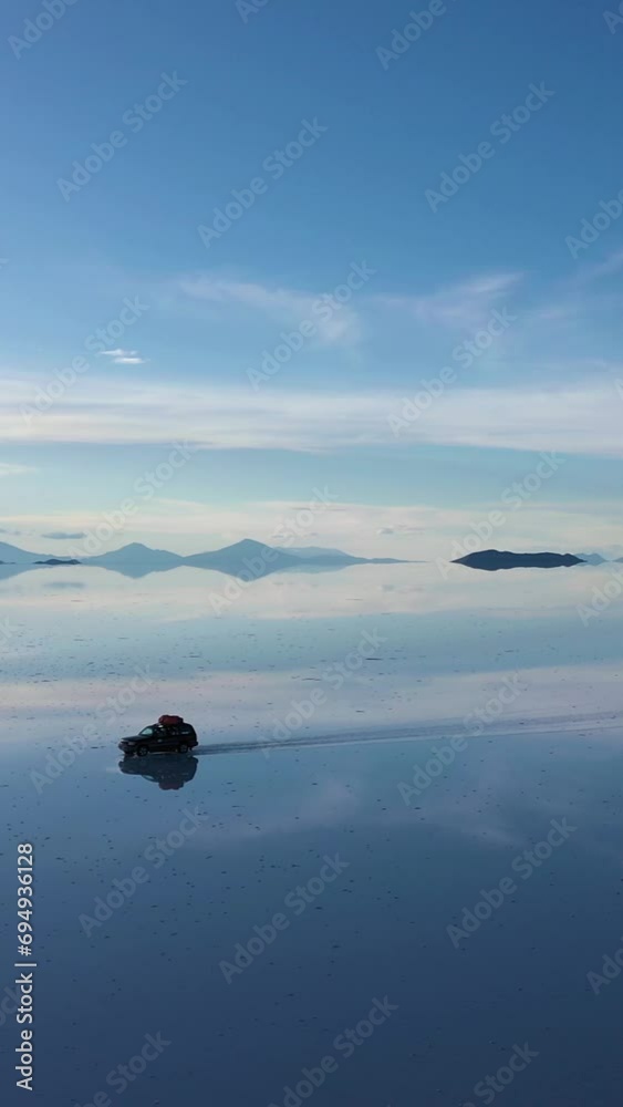 Uyuni Salt Flats on Sunny Day. Salar De Uyuni. Aerial View. Altiplano ...