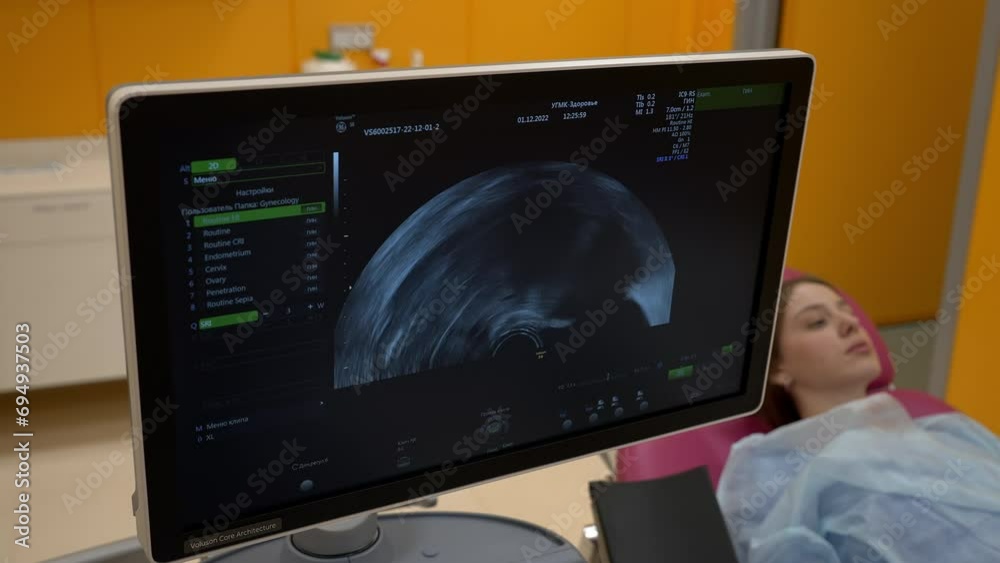Monitoring the pregnancy of the female patient with ultrasound ...