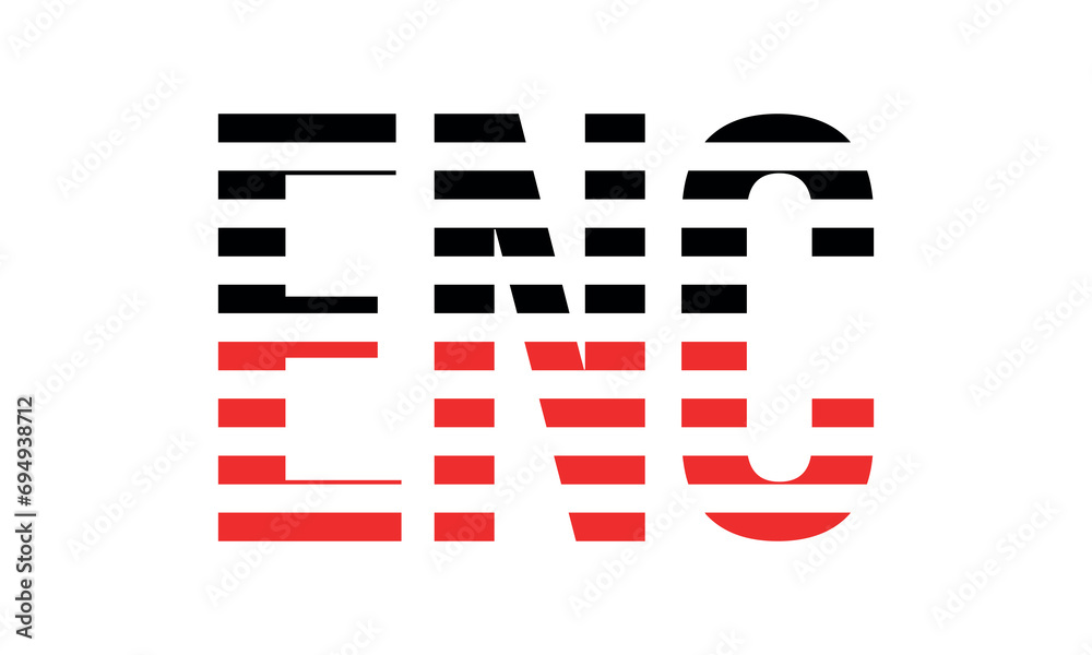 ENC three initial letter iconic line negative space minimal logo design ...