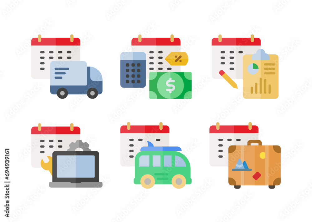 Monthly calendar vector illustration, simple flat style, including ...