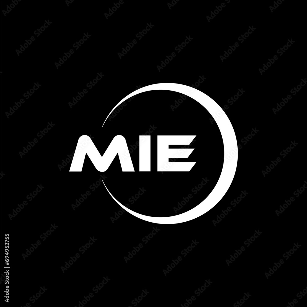 MIE letter logo design with black background in illustrator, cube logo ...