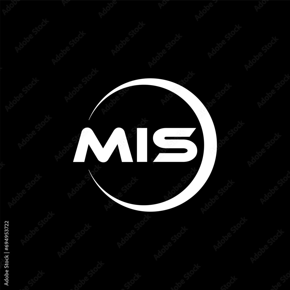 MIS letter logo design with black background in illustrator, cube logo ...