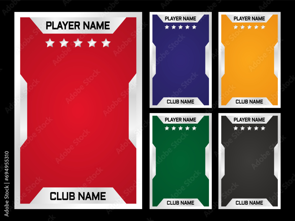 Card border game with solid color background, for soccer players ...