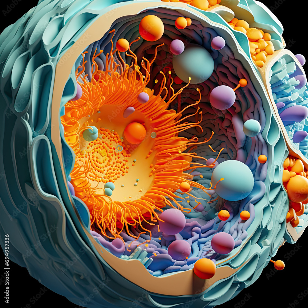 Cross-Section of a Human Cell, Detailed Organelles and Cytoplasm ...
