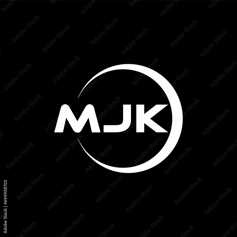 MJK letter logo design with black background in illustrator, cube logo ...