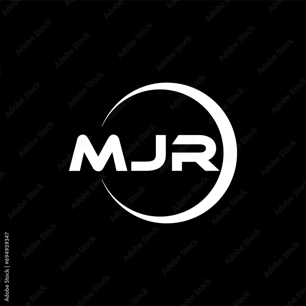 MJR letter logo design with black background in illustrator, cube logo ...